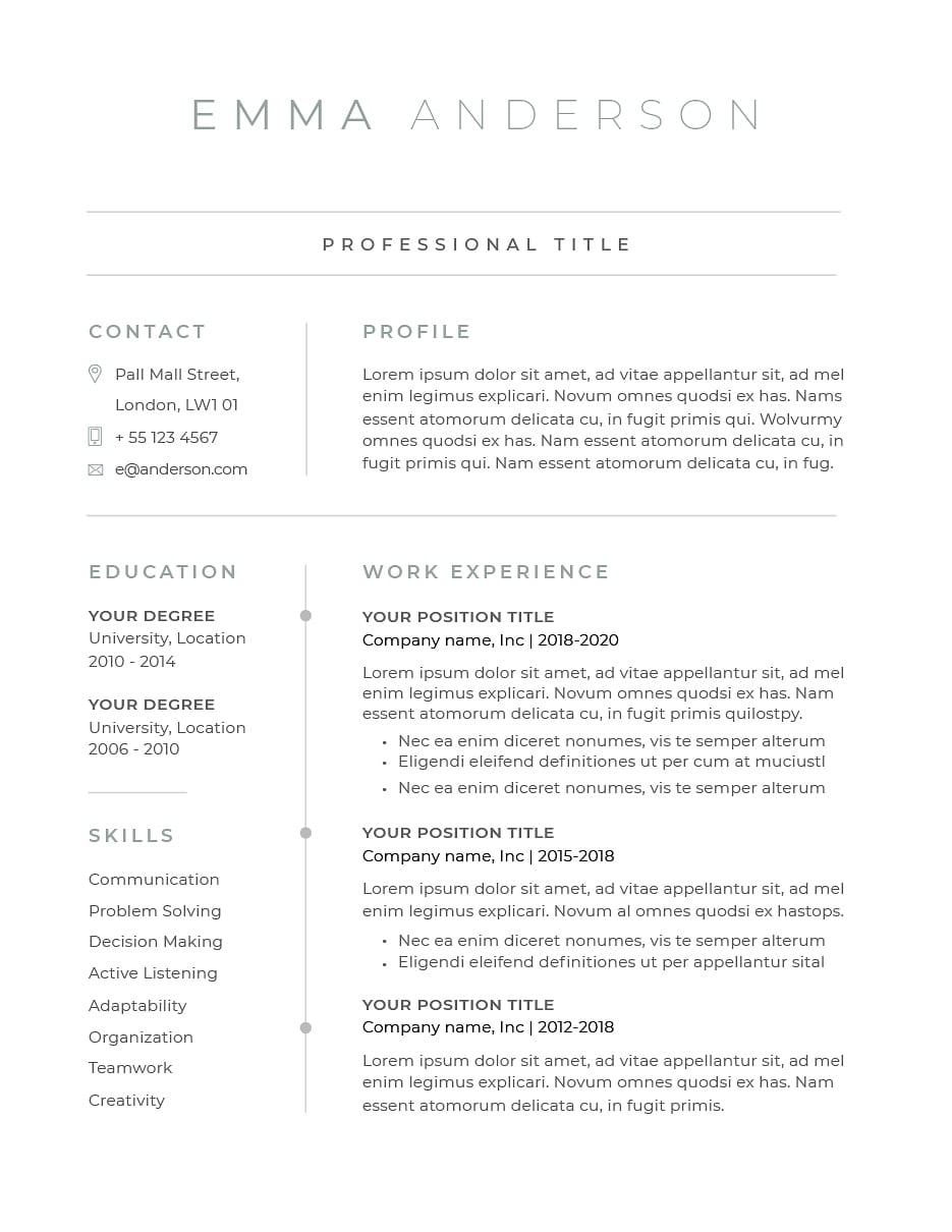 Professional Classic Resume Templates to Download | Resumeway